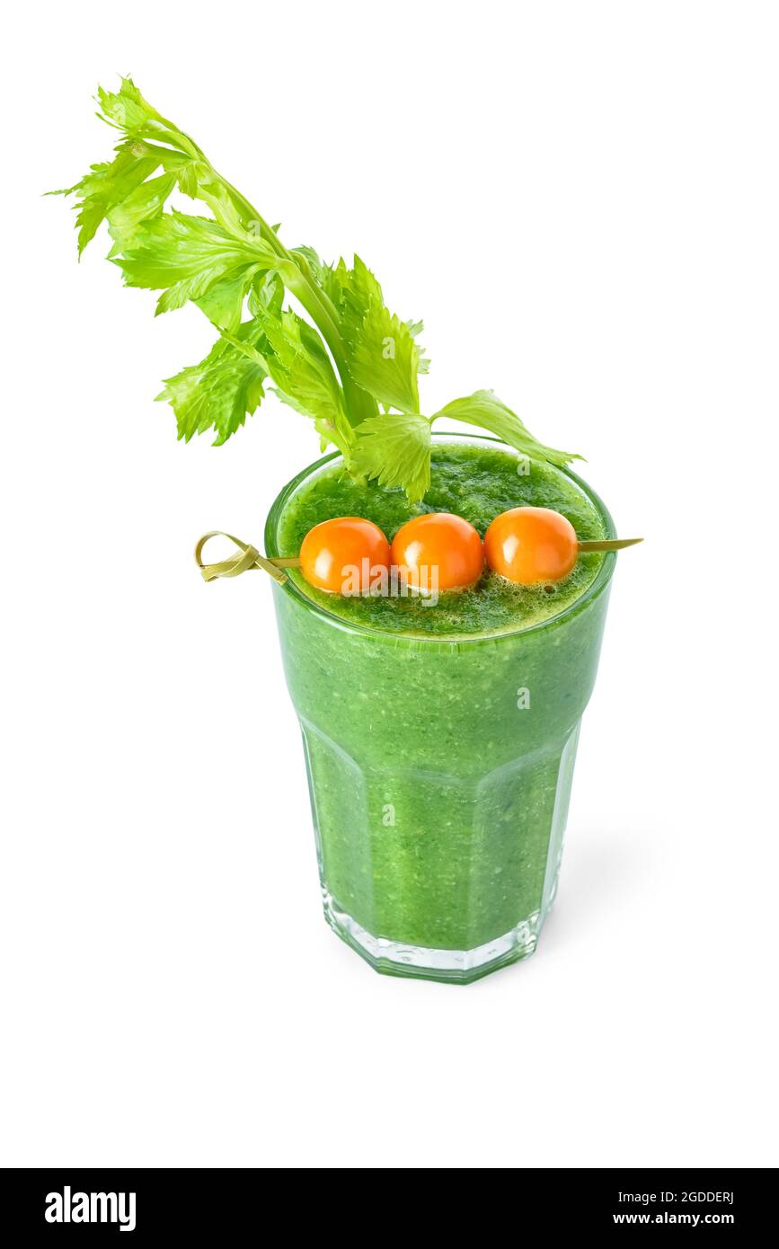 Glass of bloody Mary cocktail on white background Stock Photo - Alamy