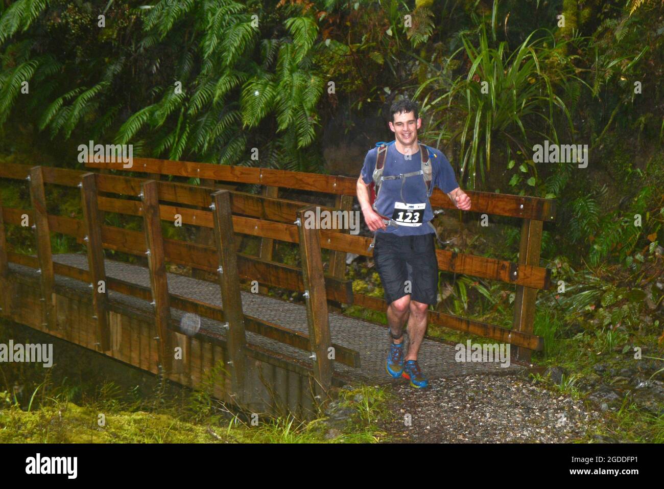 REEFTON, NEW ZEALAND, AUGUST 7, 2021; Competitor Ben Ellis finished ...