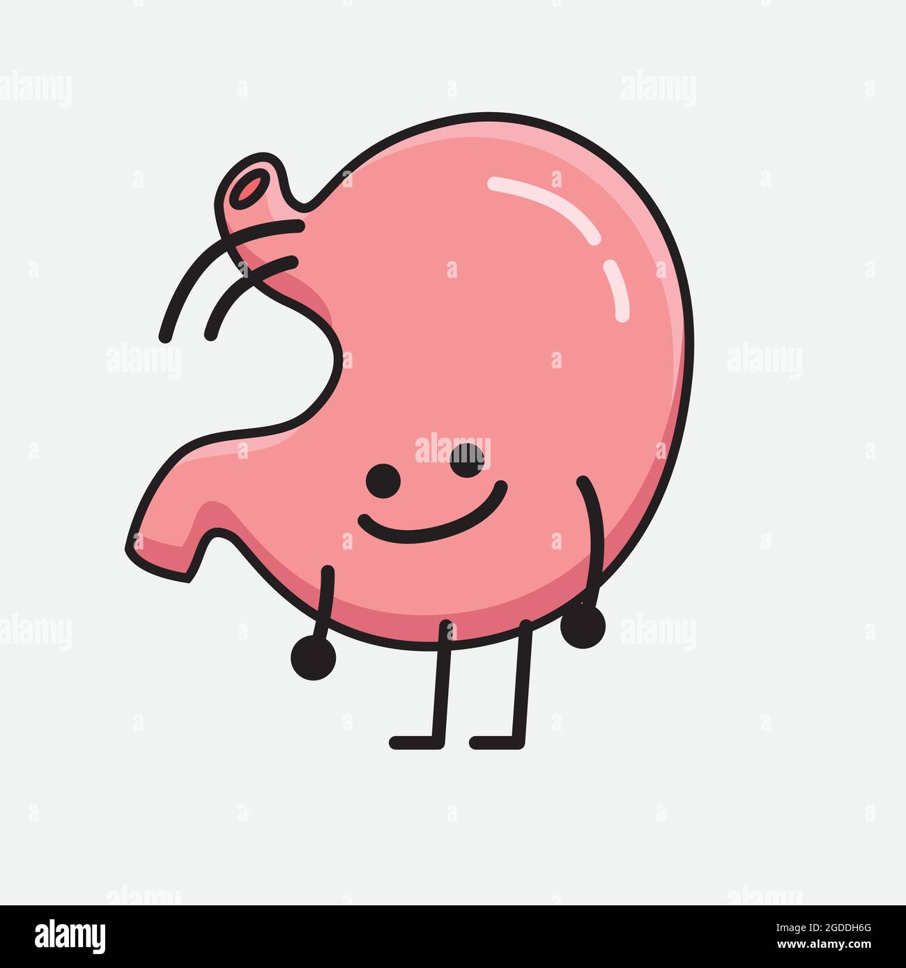 Vector Illustration of Stomach Character with cute face and simple body ...