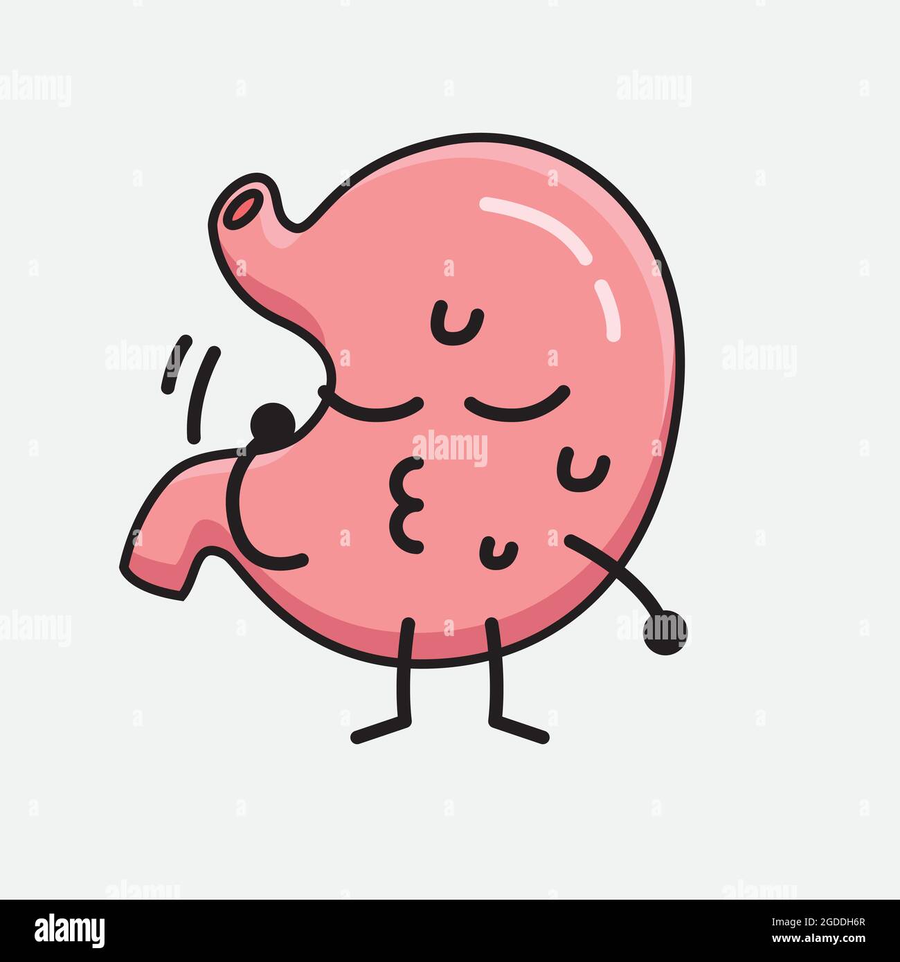 Vector Illustration of Stomach Character with cute face and simple body ...
