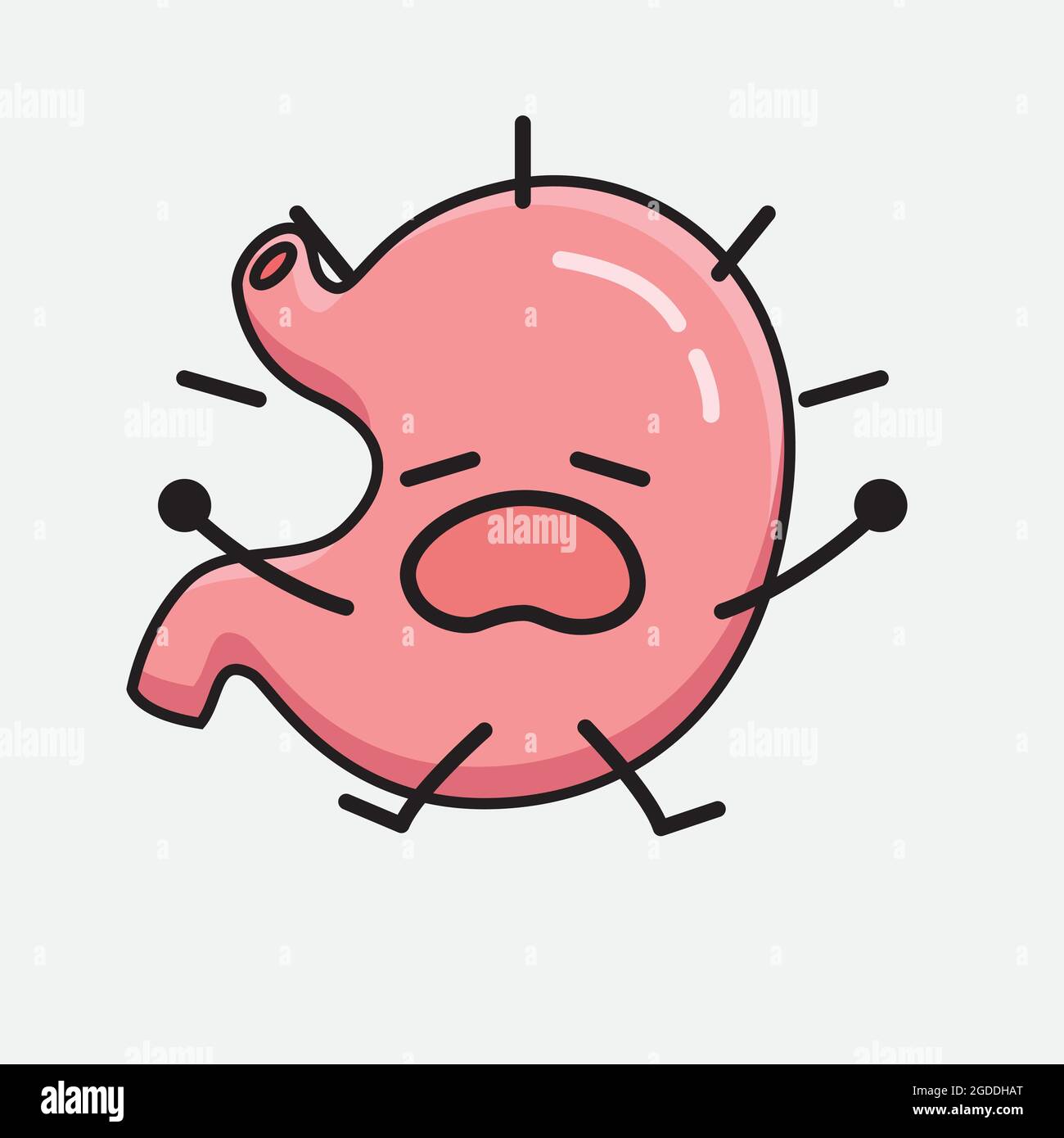 Vector Illustration of Stomach Character with cute face and simple body ...