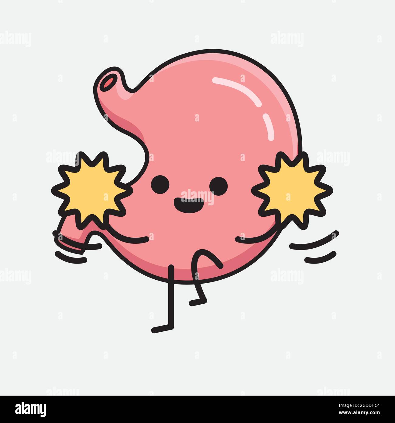 Vector Illustration of Stomach Character with cute face and simple body ...