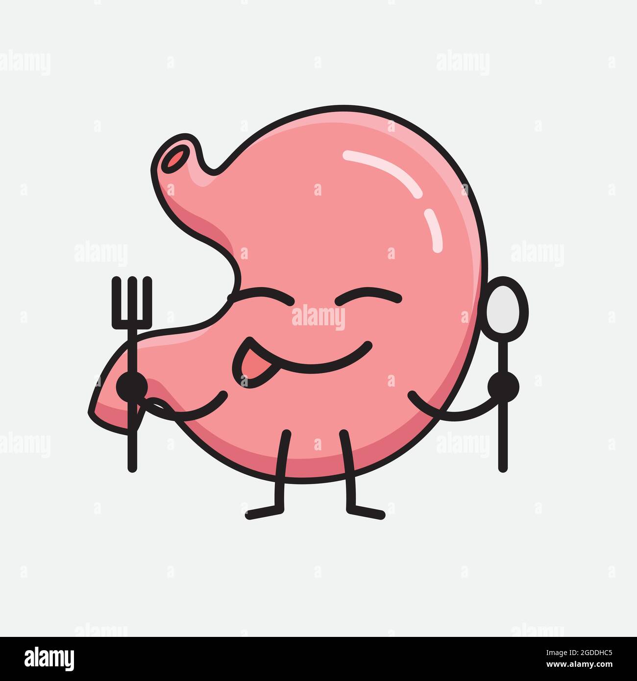 Vector Illustration of Stomach Character with cute face and simple body ...