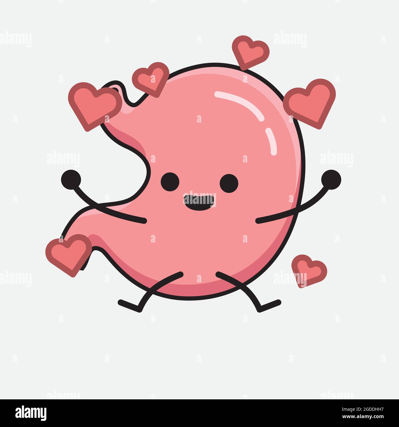 Vector Illustration of Stomach Character with cute face and simple body ...