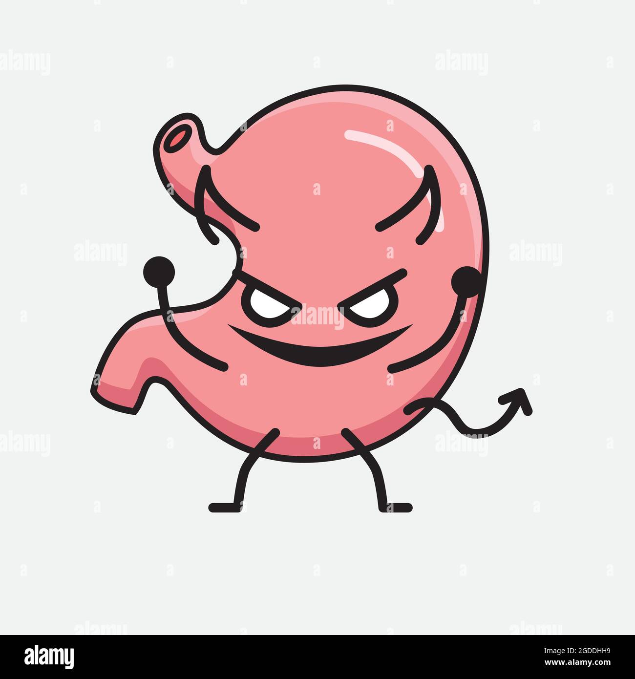 Vector Illustration of Stomach Character with cute face and simple body ...