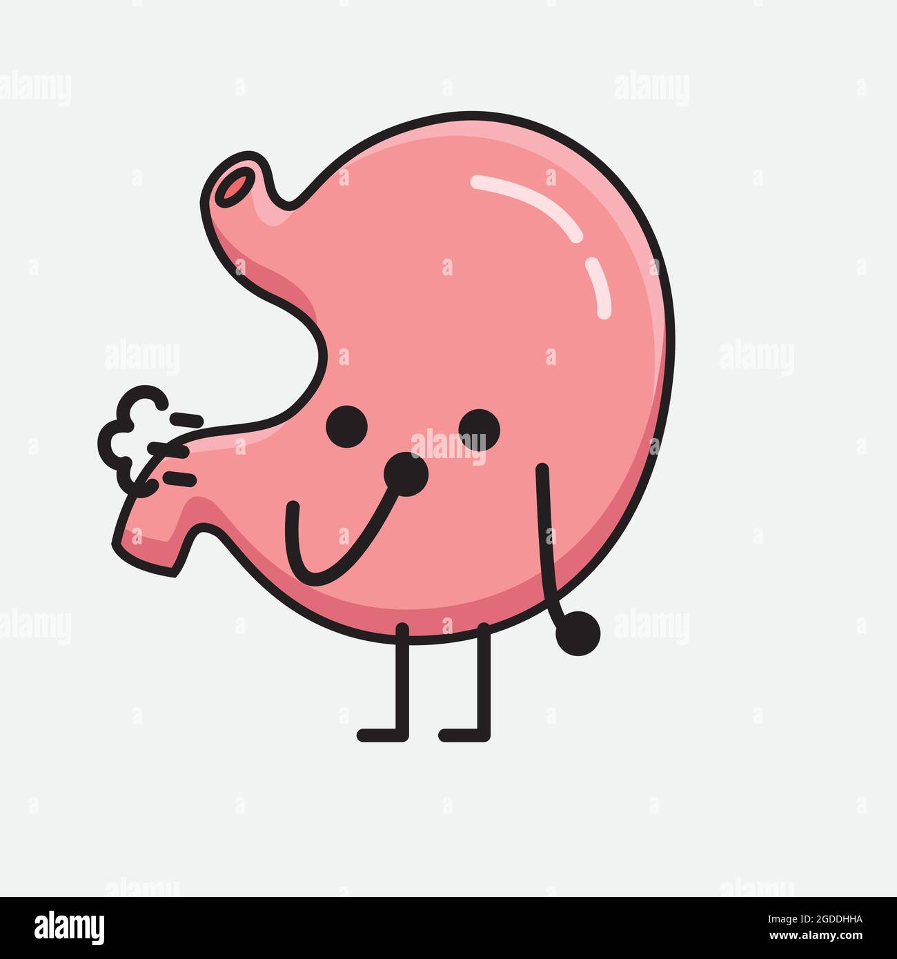 Vector Illustration of Stomach Character with cute face and simple body ...