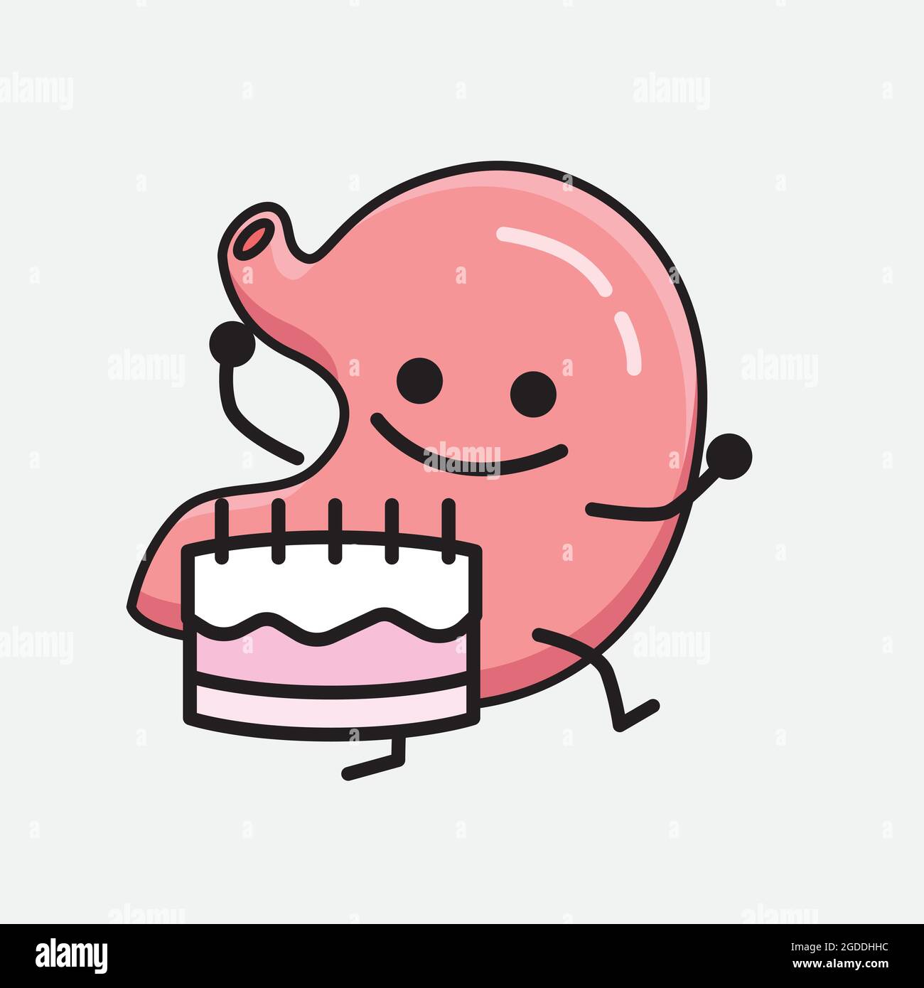 Vector Illustration of Stomach Character with cute face and simple body ...