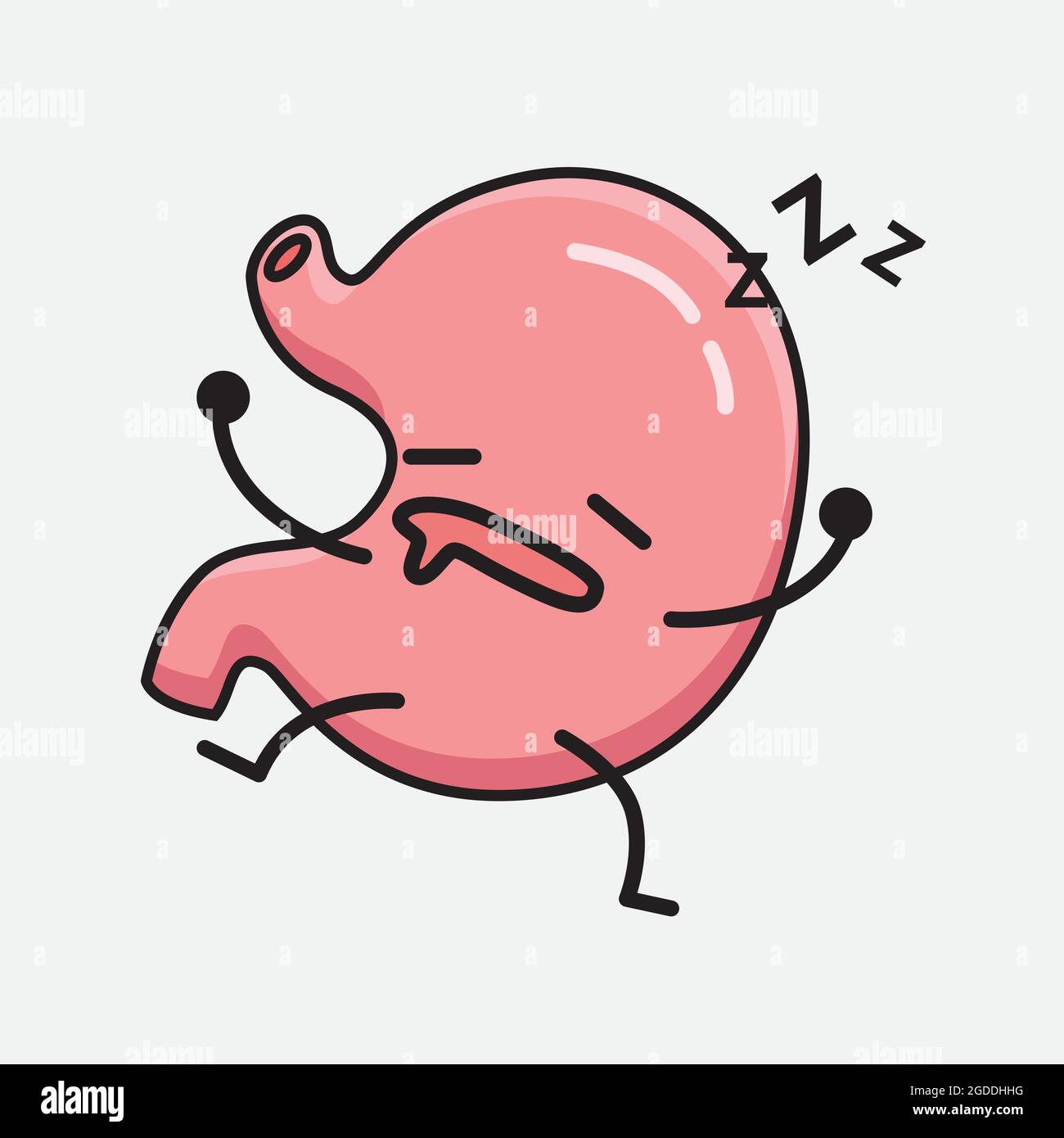Vector Illustration of Stomach Character with cute face and simple body ...