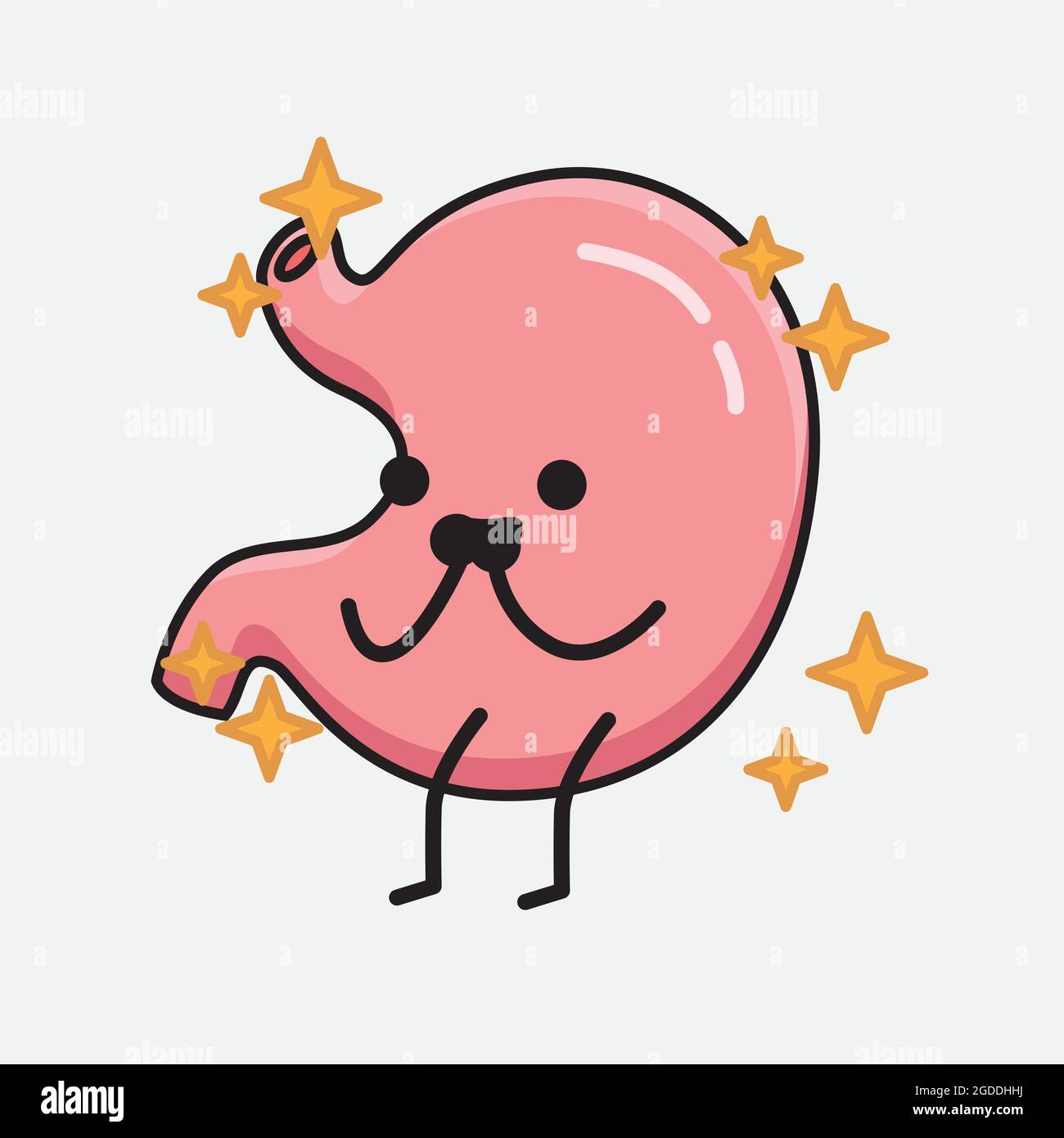 Vector Illustration of Stomach Character with cute face and simple body ...
