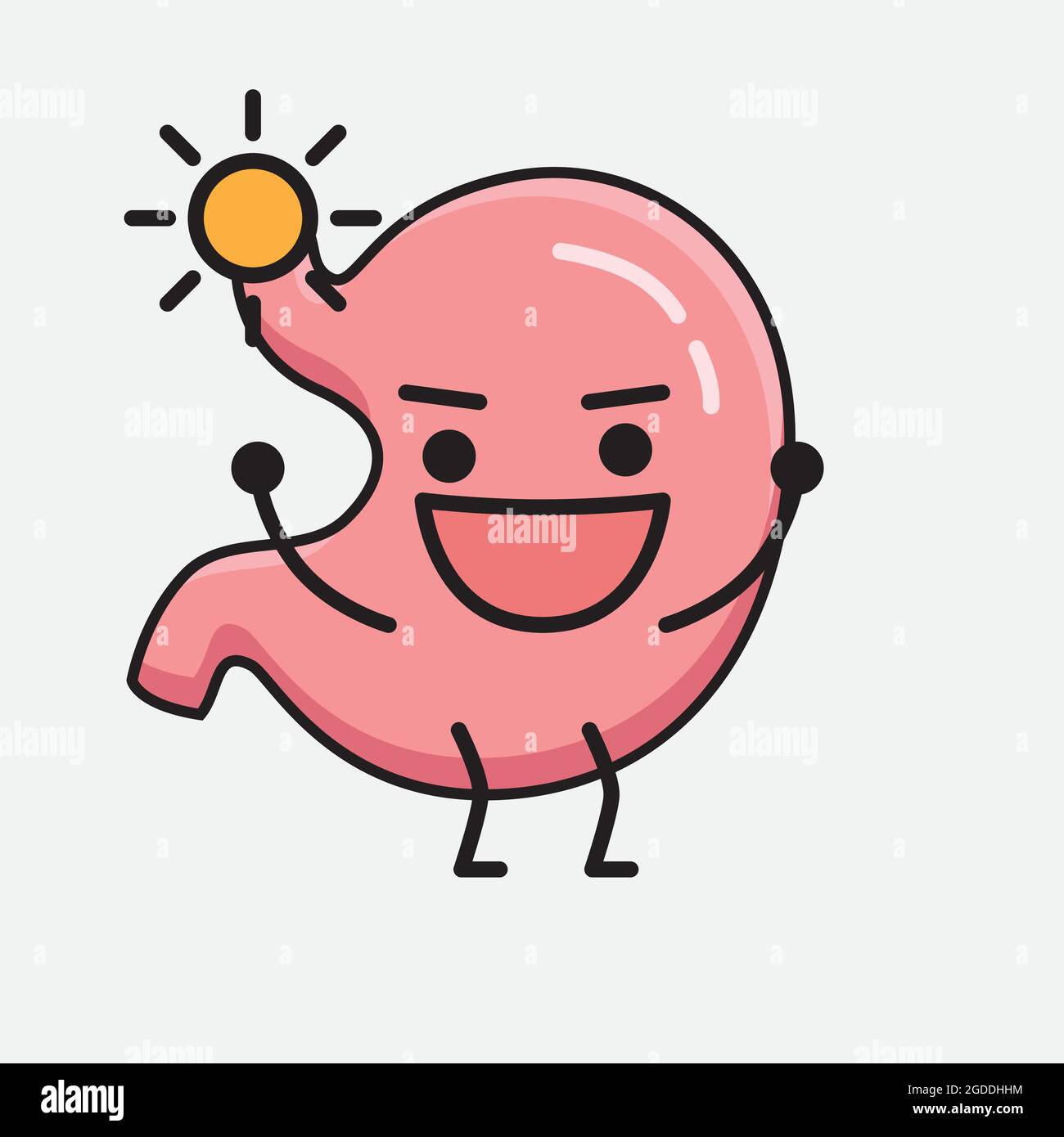 Vector Illustration of Stomach Character with cute face and simple body ...