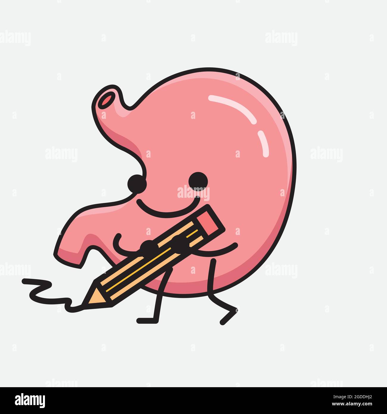 Vector Illustration of Stomach Character with cute face and simple body ...