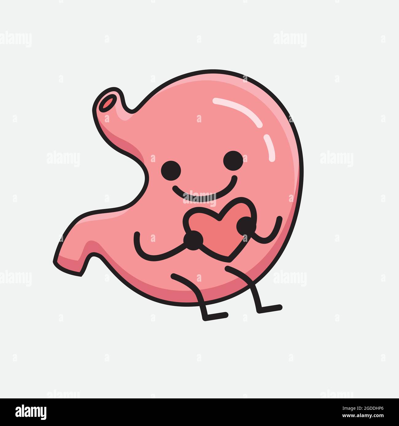 Vector Illustration of Stomach Character with cute face and simple body ...