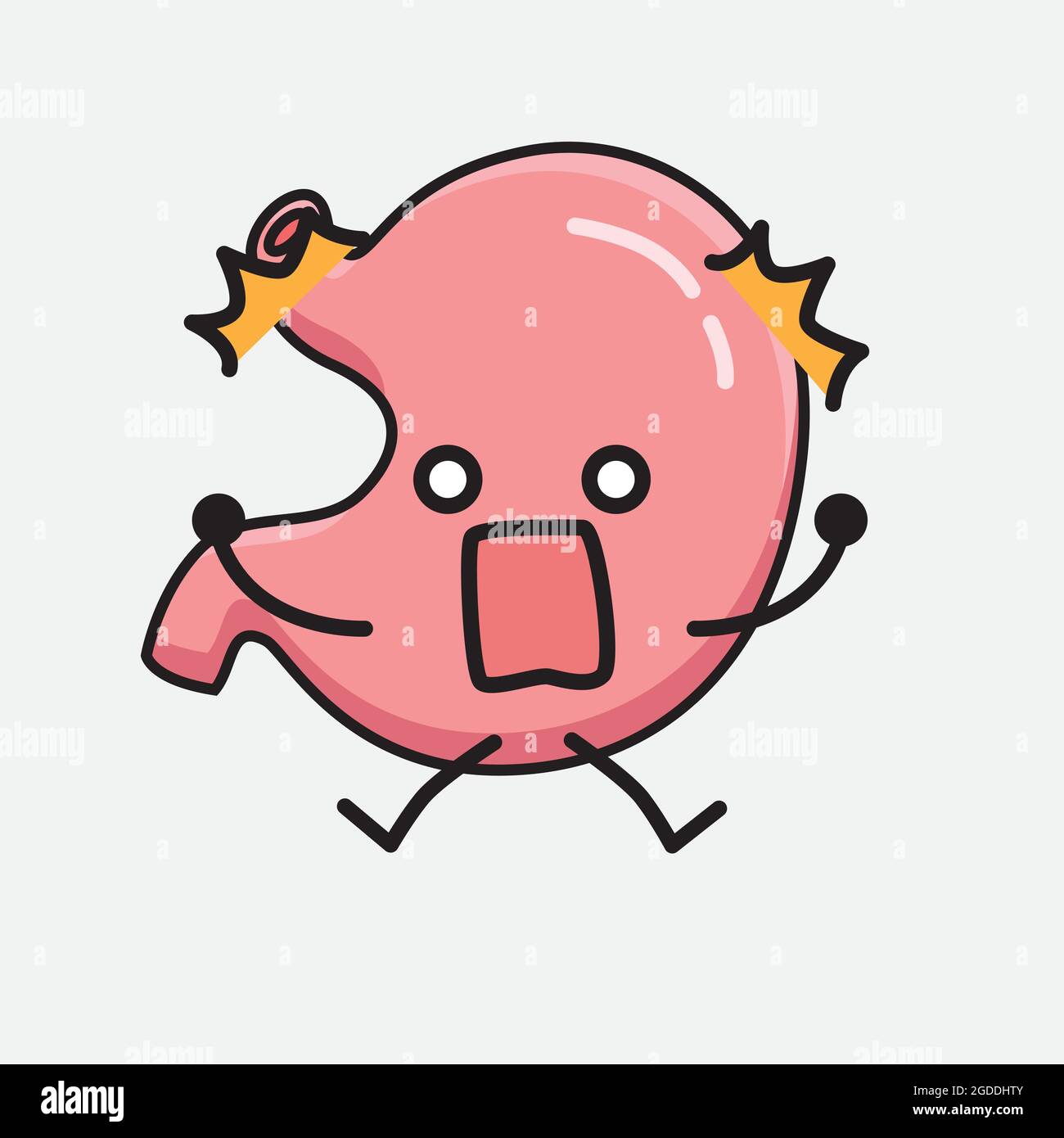 Vector Illustration of Stomach Character with cute face and simple body ...