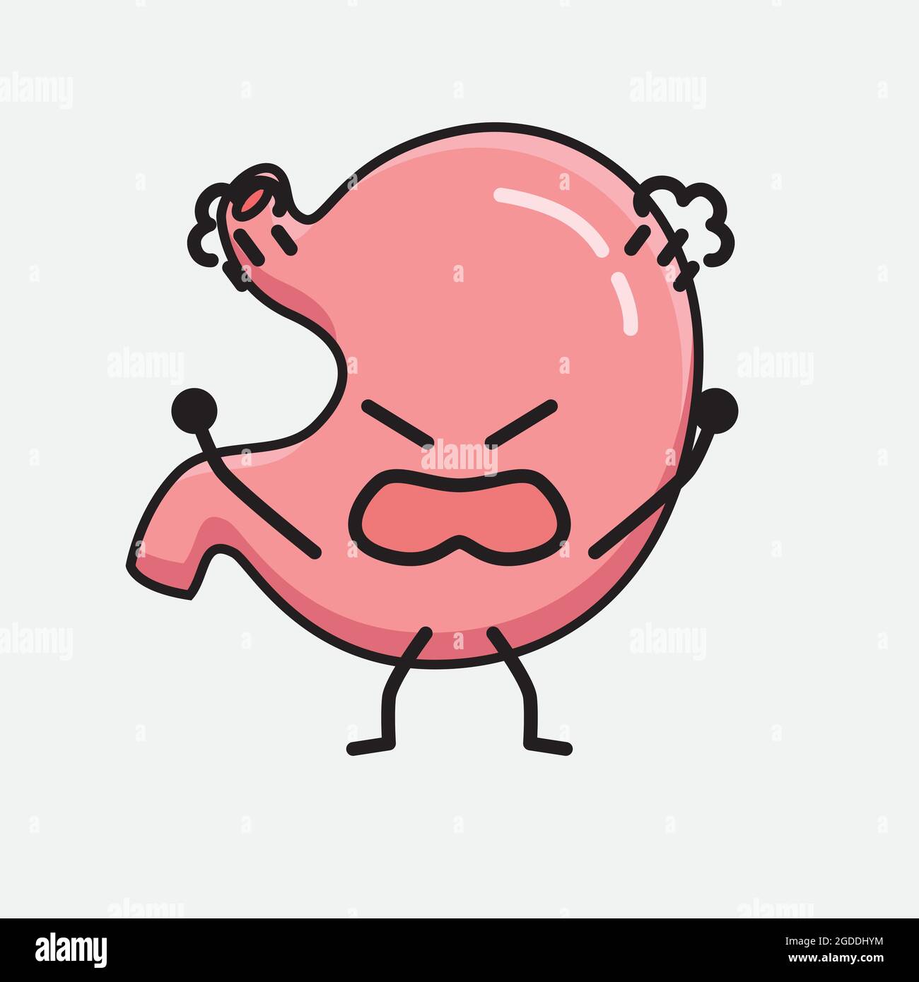 Vector Illustration of Stomach Character with cute face and simple body ...