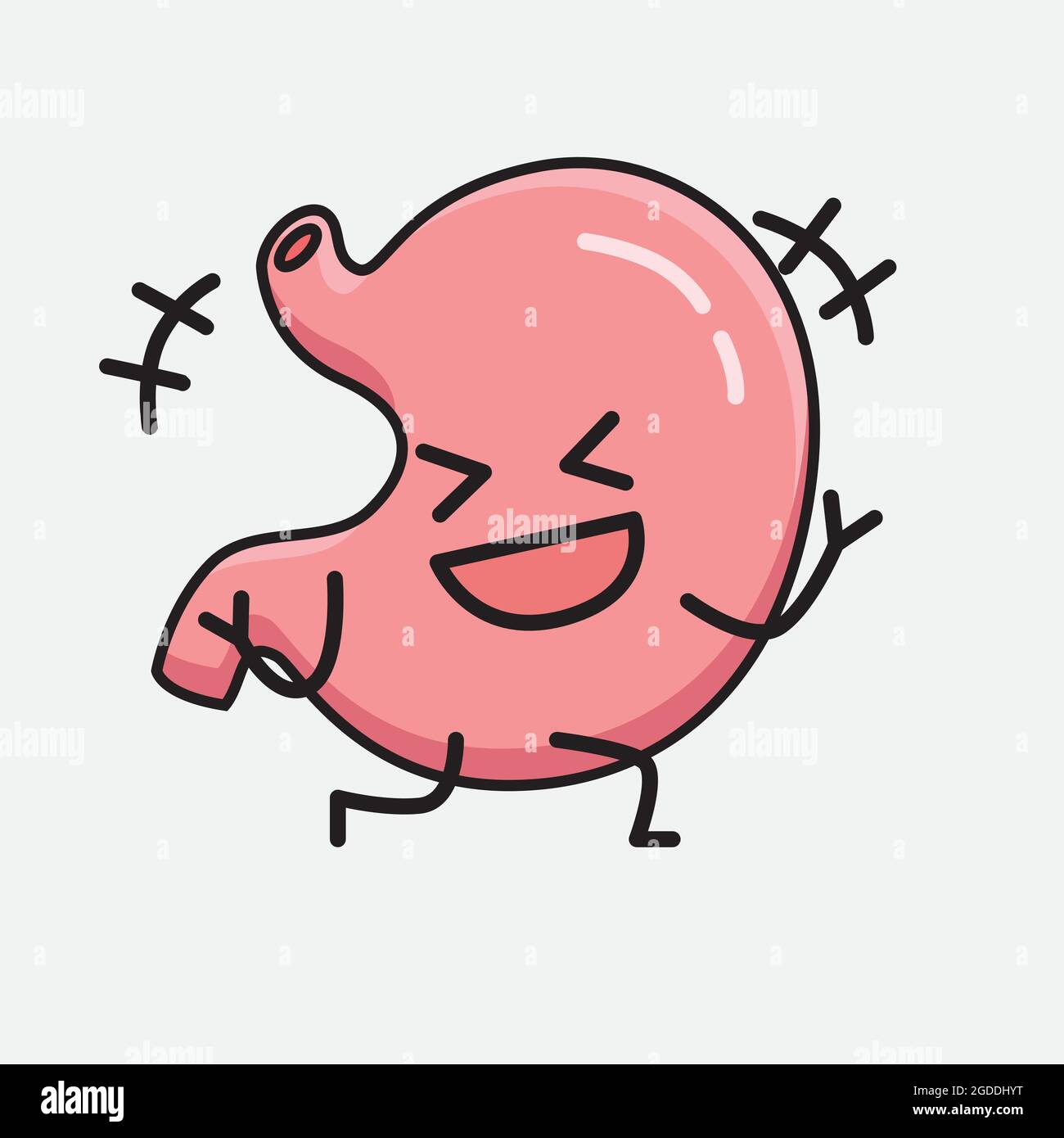 Vector Illustration of Stomach Character with cute face and simple body ...