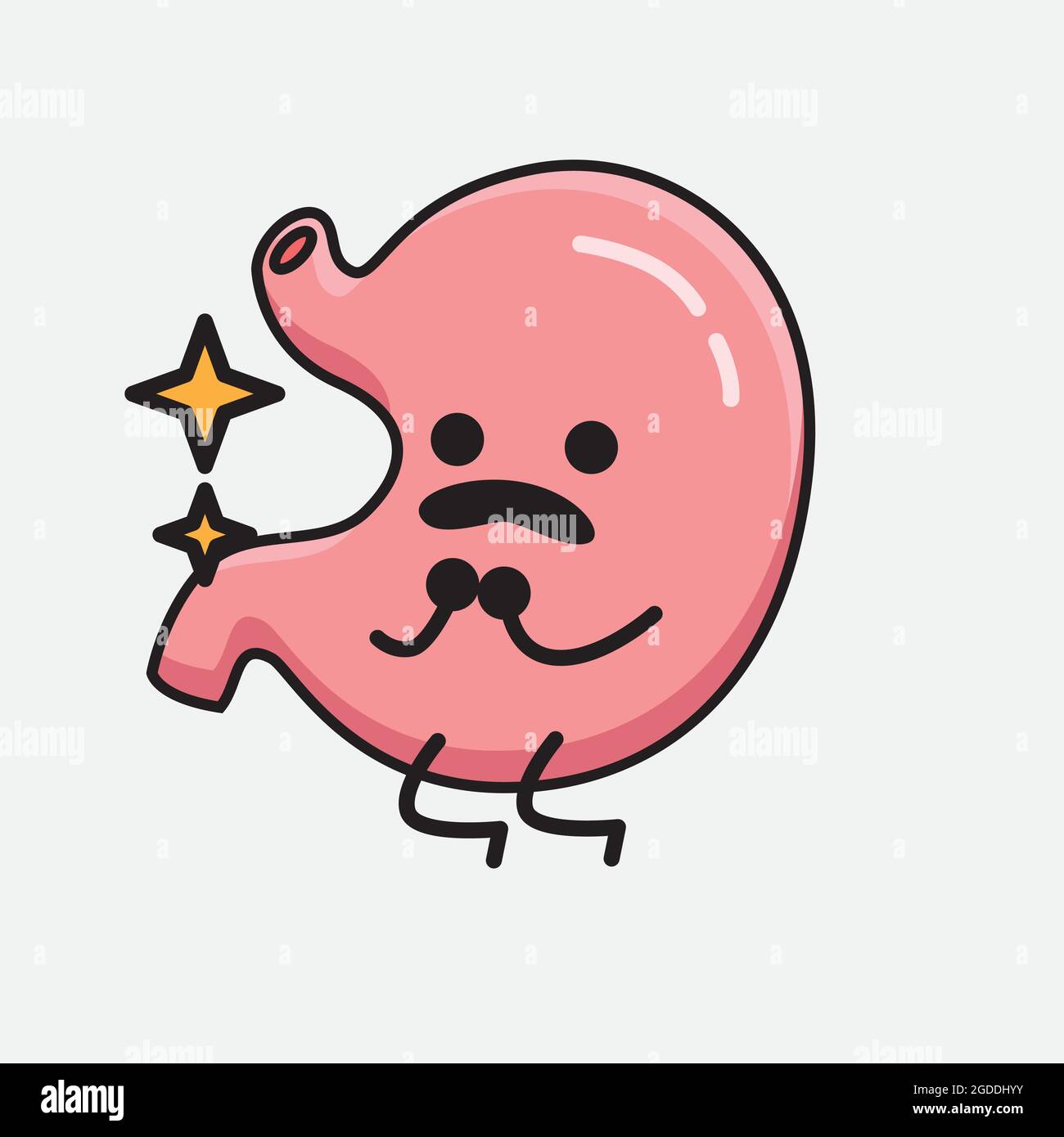 Vector Illustration of Stomach Character with cute face and simple body ...