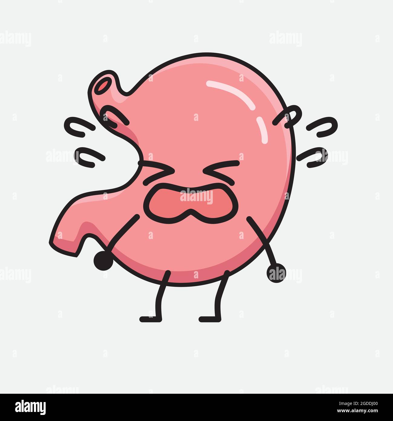 Vector Illustration of Stomach Character with cute face and simple body ...