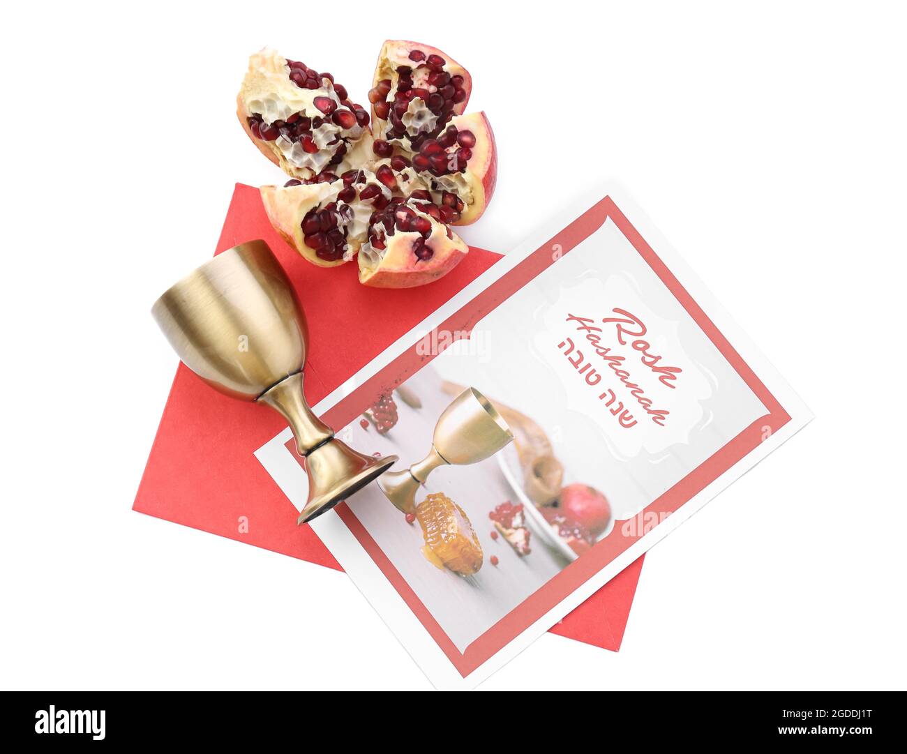 Greeting card for Rosh hashanah (Jewish New Year) with symbols and ...