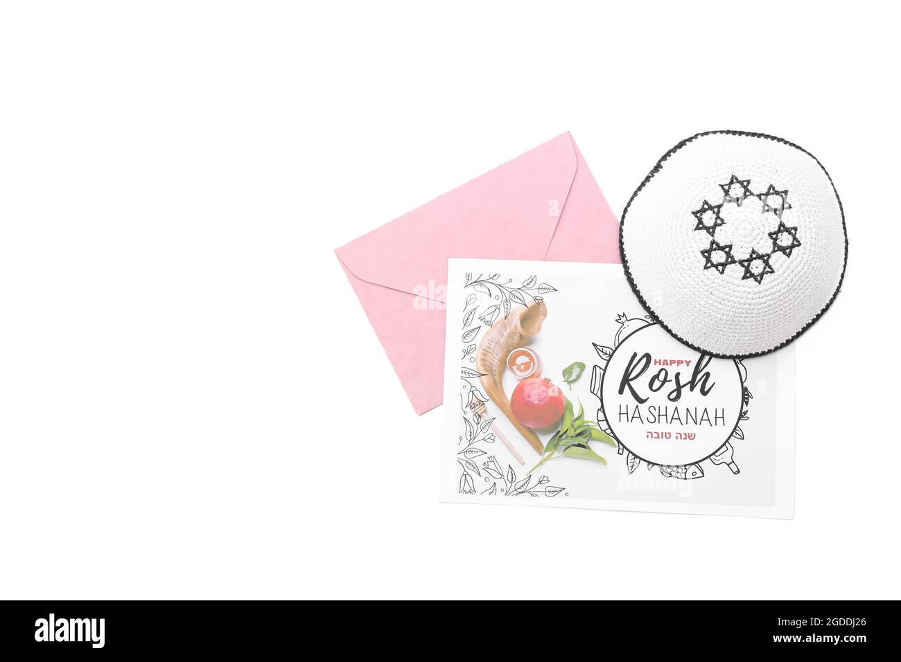 Greeting card for Rosh hashanah (Jewish New Year) with envelope and ...
