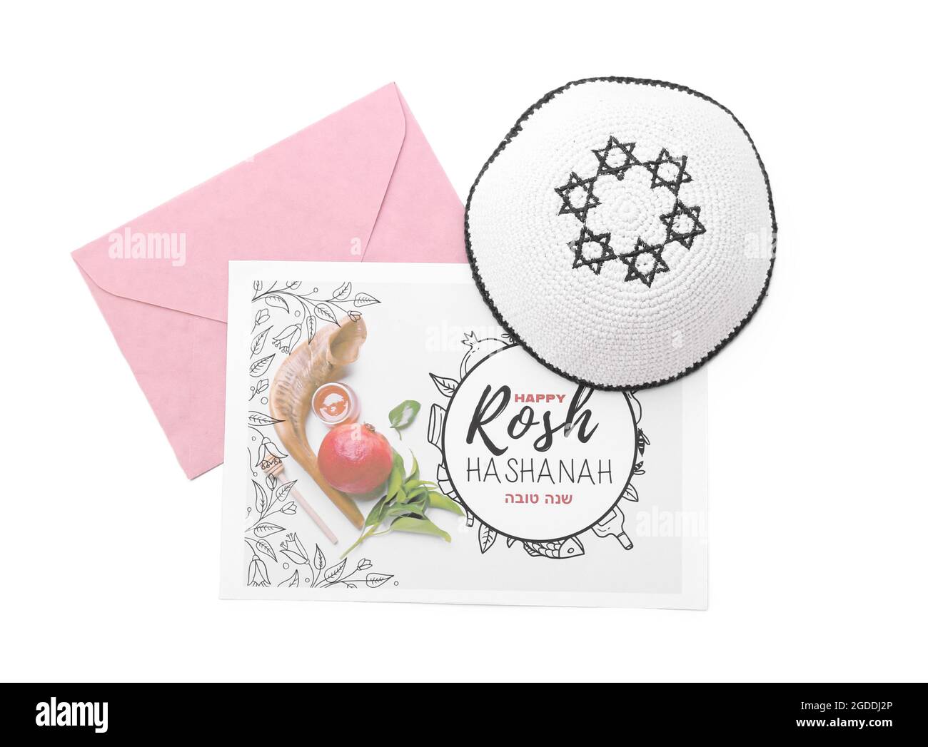 Greeting card for Rosh hashanah (Jewish New Year) with envelope and ...