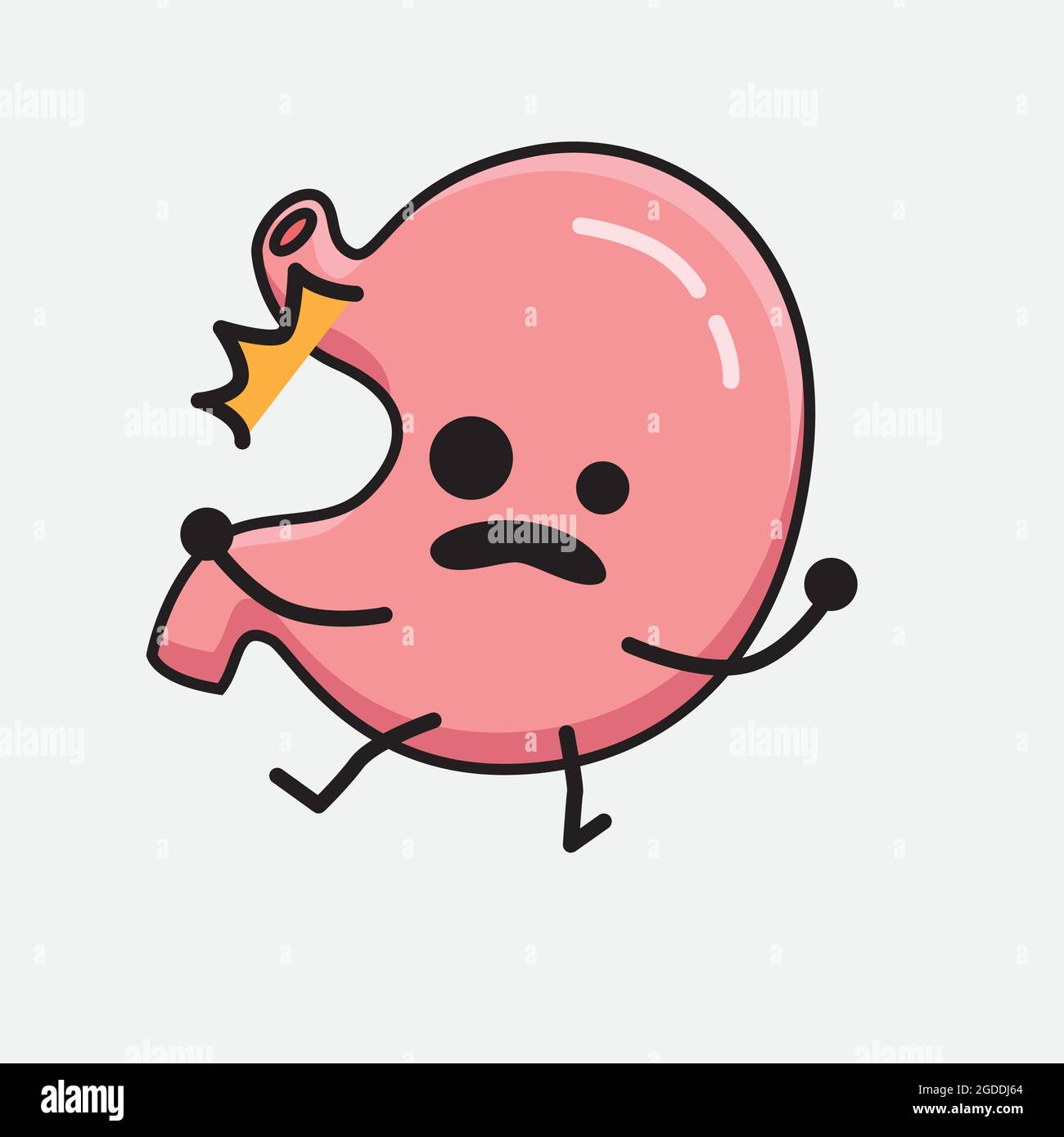 Vector Illustration of Stomach Character with cute face and simple body ...