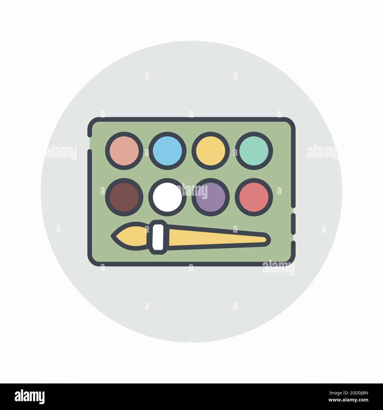 Icon Vector of Paints box - Line Cut Style - simple illustration ...