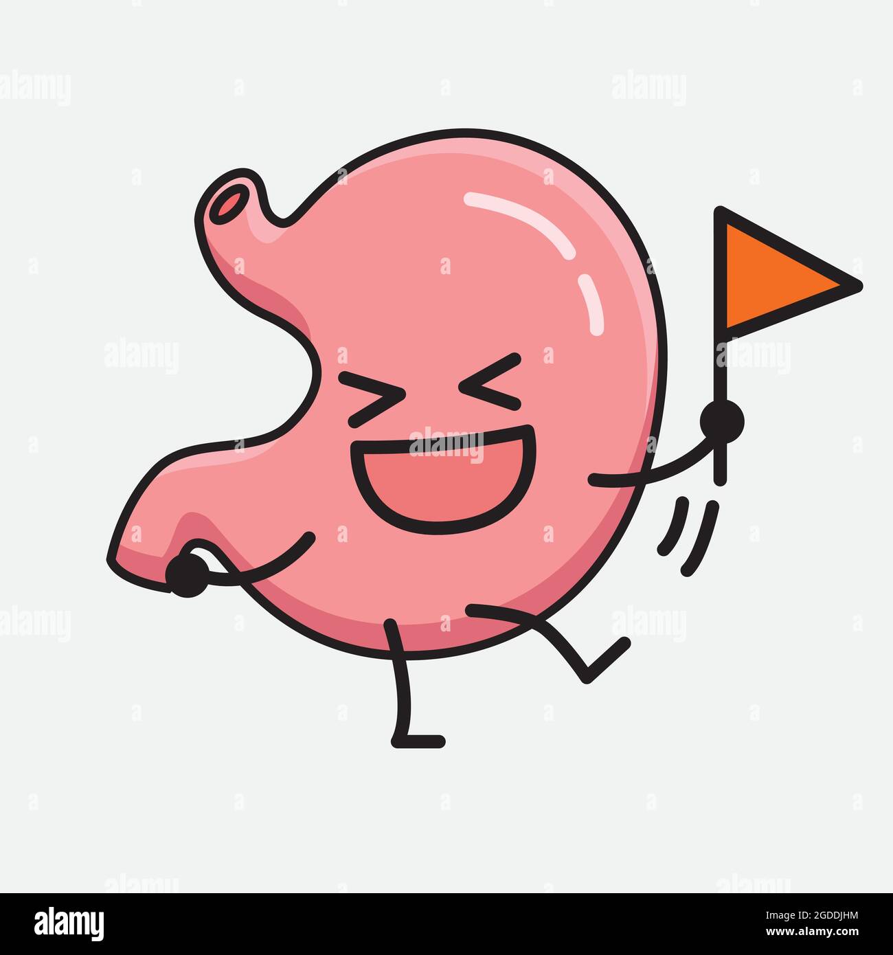 Vector Illustration of Stomach Character with cute face and simple body ...