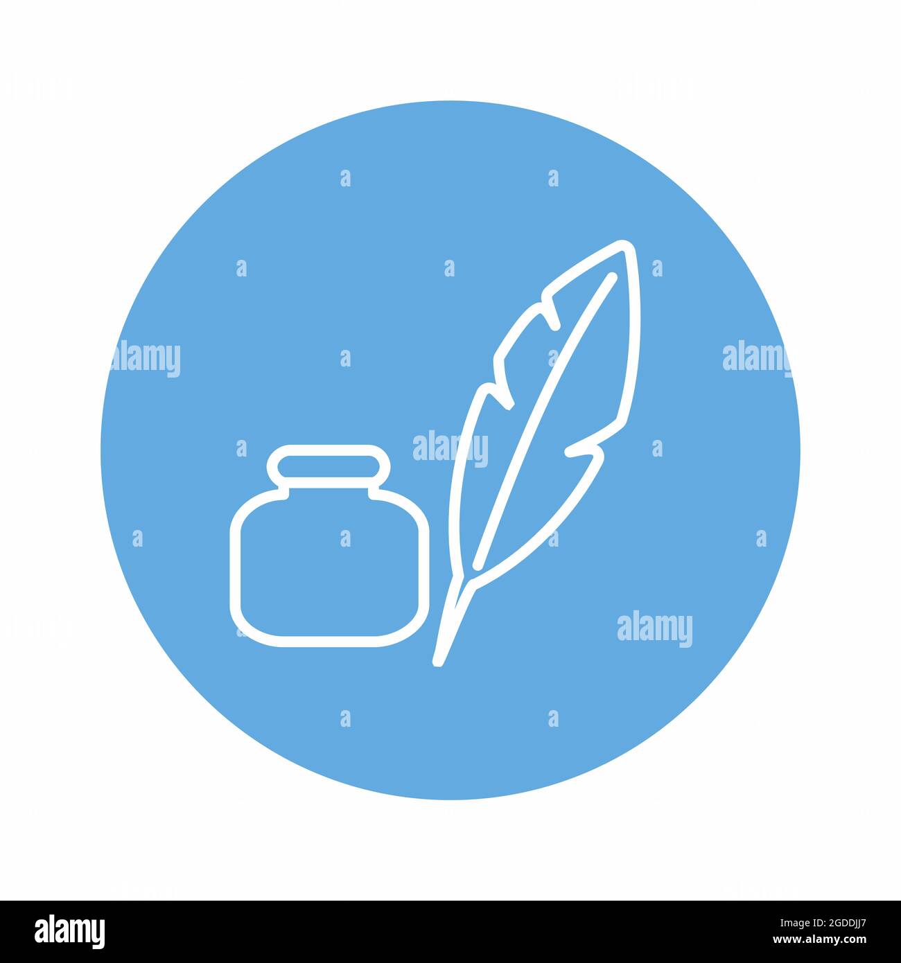Icon Vector of Feather Quill - Blue Monochrome Style - simple ...