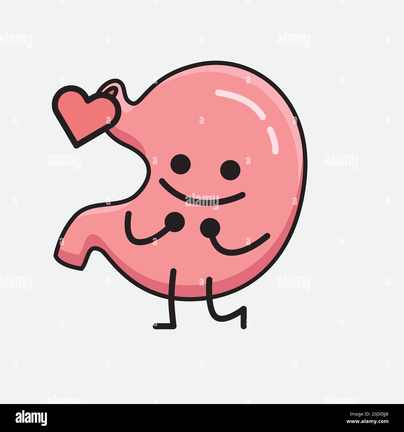 Vector Illustration of Stomach Character with cute face and simple body ...