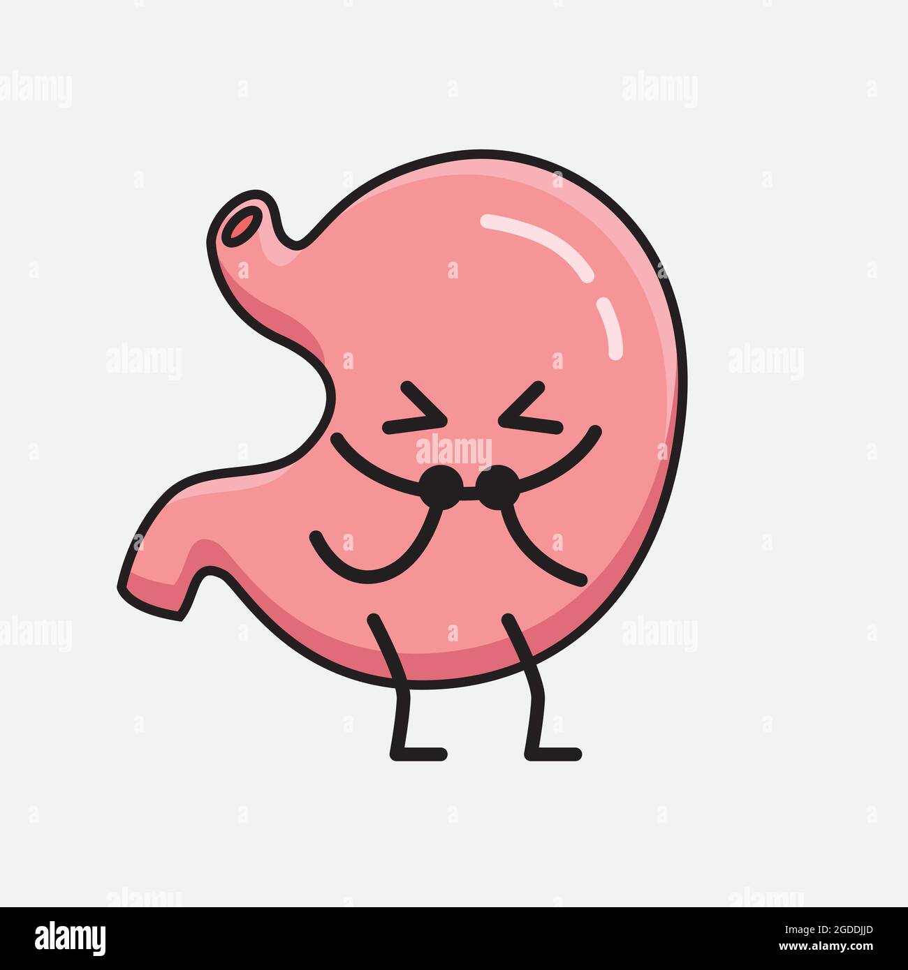 Vector Illustration of Stomach Character with cute face and simple body ...