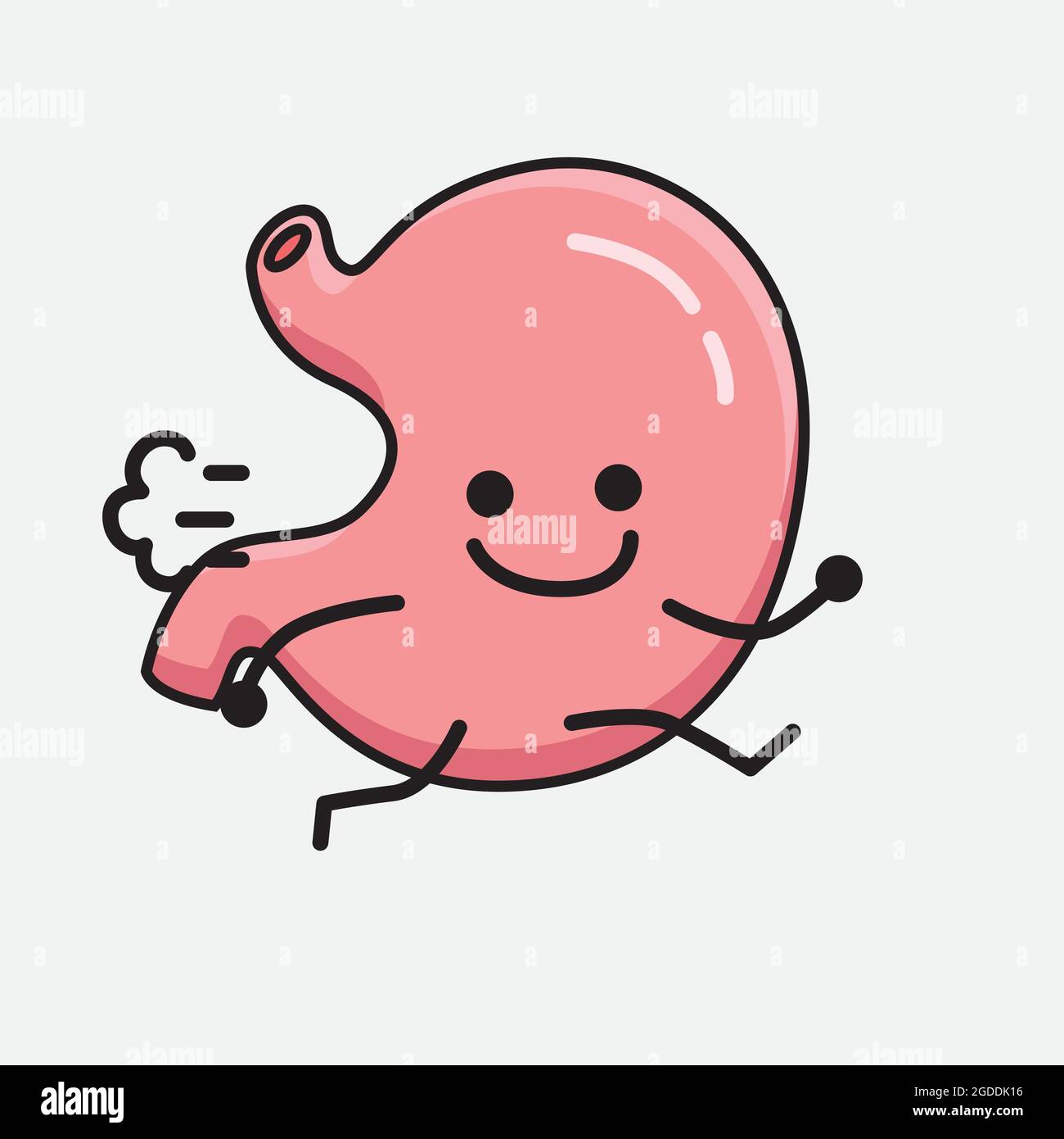 Vector Illustration of Stomach Character with cute face and simple body ...