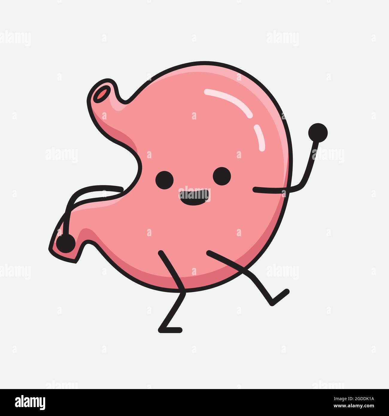 Vector Illustration of Stomach Character with cute face and simple body ...