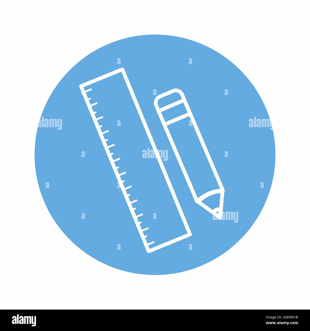 Icon Vector of Pencil Ruler - Blue Monochrome Style - simple ...