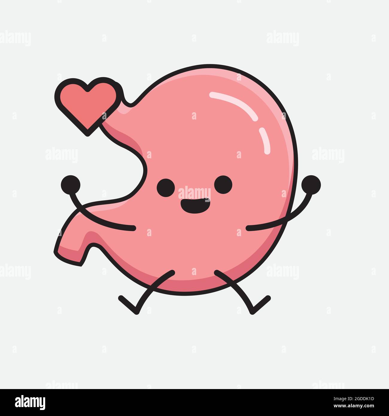 Vector Illustration of Stomach Character with cute face and simple body ...