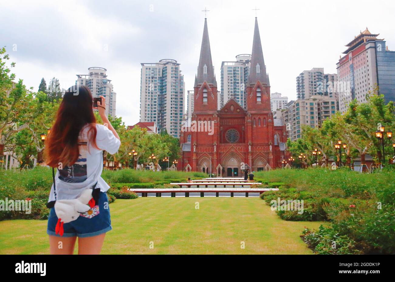 SHANGHAI, CHINA - AUGUST 12, 2021 - The Square of Xujiahui Catholic ...