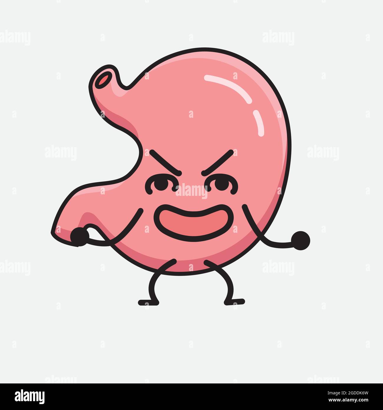 Vector Illustration of Stomach Character with cute face and simple body ...