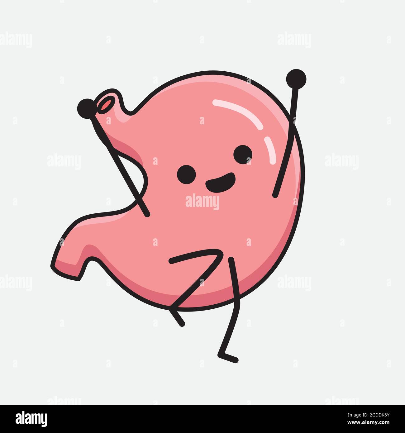 Vector Illustration of Stomach Character with cute face and simple body ...