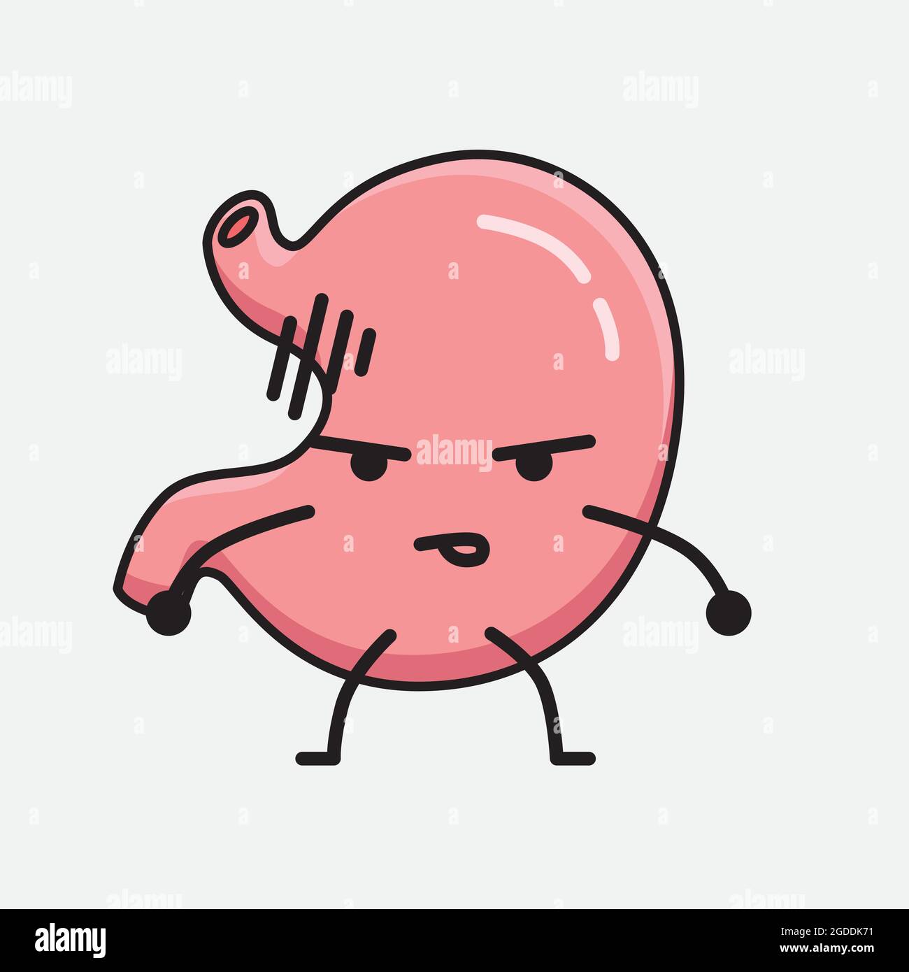 Vector Illustration of Stomach Character with cute face and simple body ...
