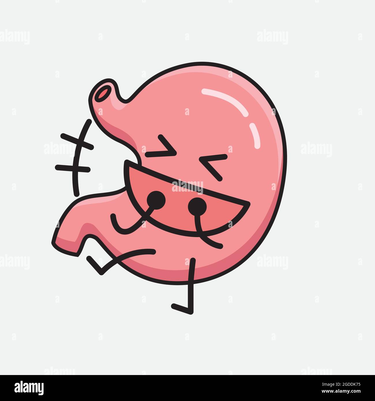 Vector Illustration of Stomach Character with cute face and simple body ...