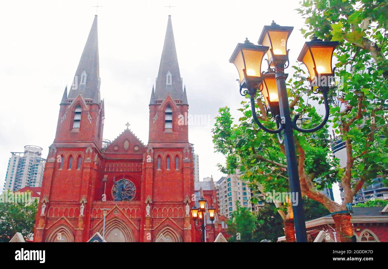 SHANGHAI, CHINA - AUGUST 12, 2021 - The Square of Xujiahui Catholic ...