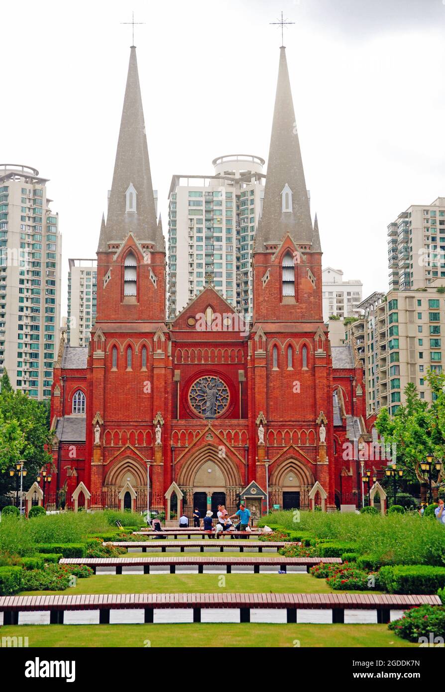 SHANGHAI, CHINA - AUGUST 12, 2021 - The Square of Xujiahui Catholic ...