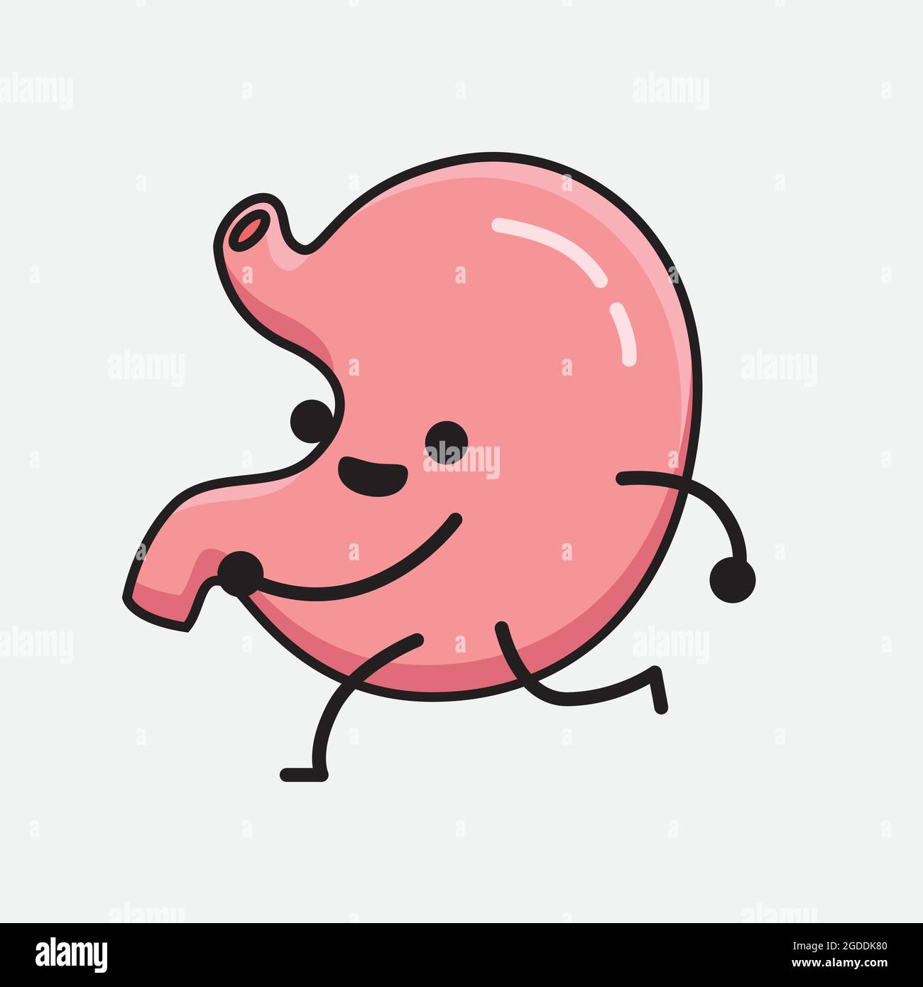 Vector Illustration of Stomach Character with cute face and simple body ...