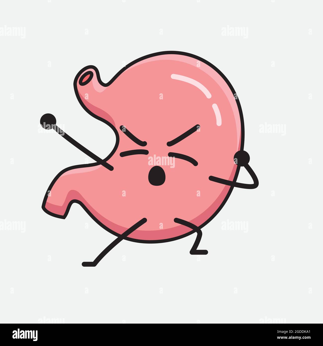 Vector Illustration of Stomach Character with cute face and simple body ...