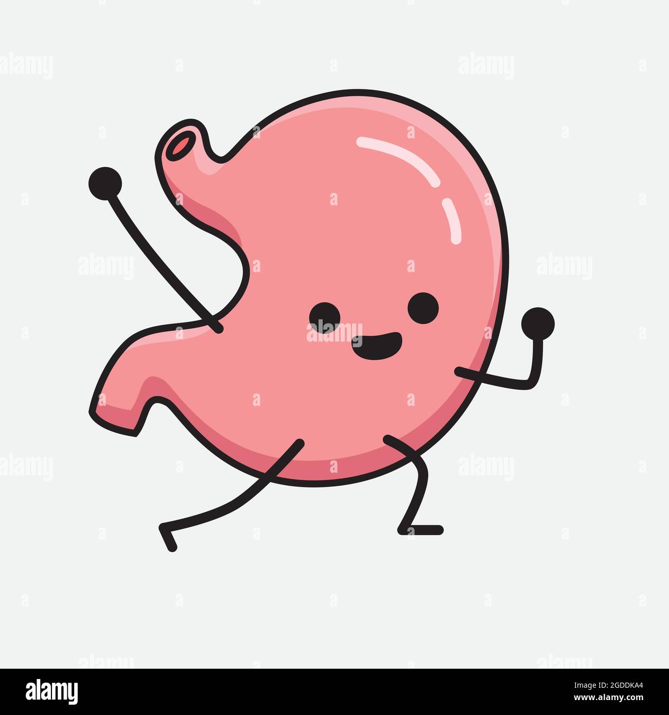 Vector Illustration of Stomach Character with cute face and simple body ...