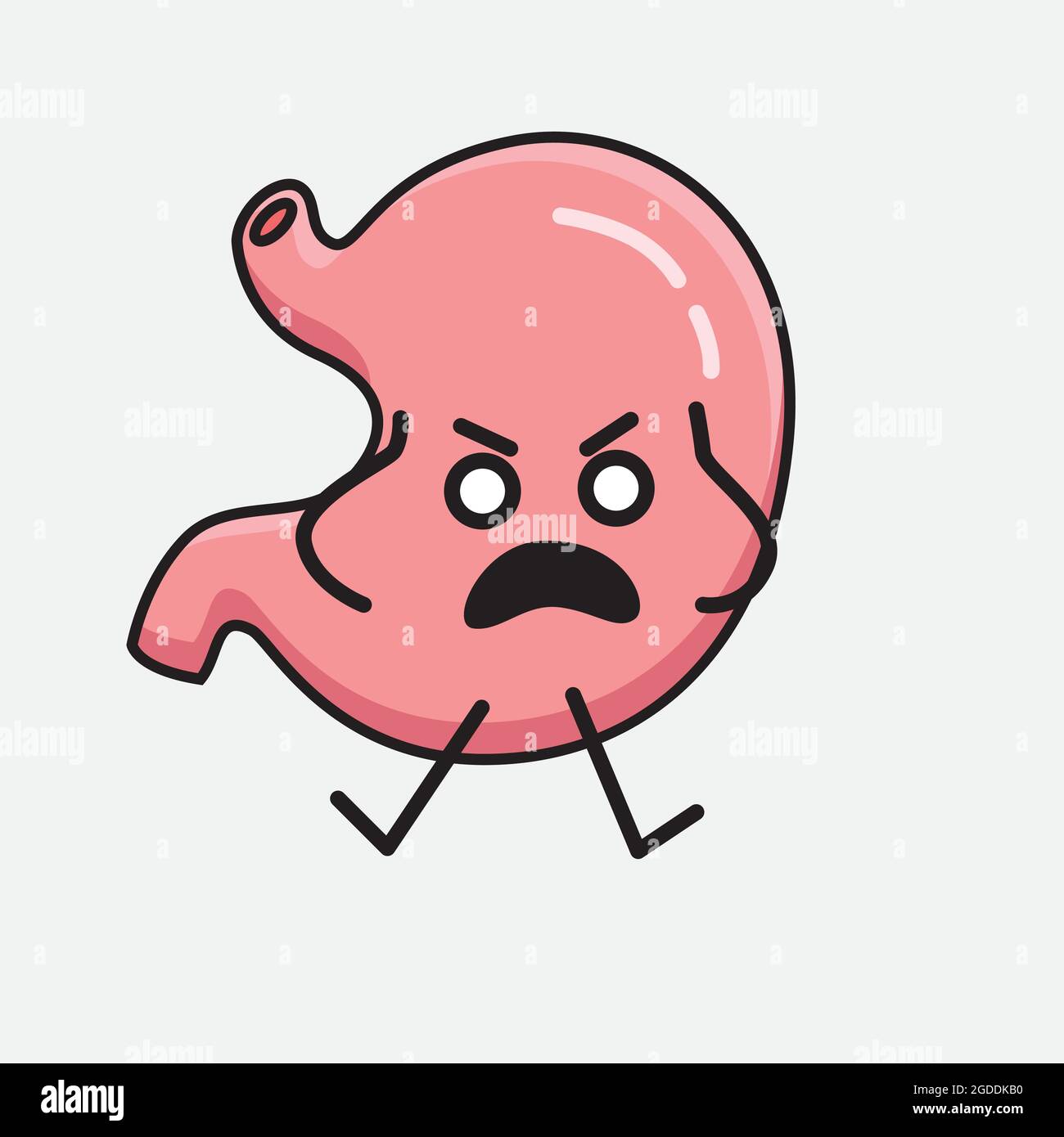 Vector Illustration of Stomach Character with cute face and simple body ...