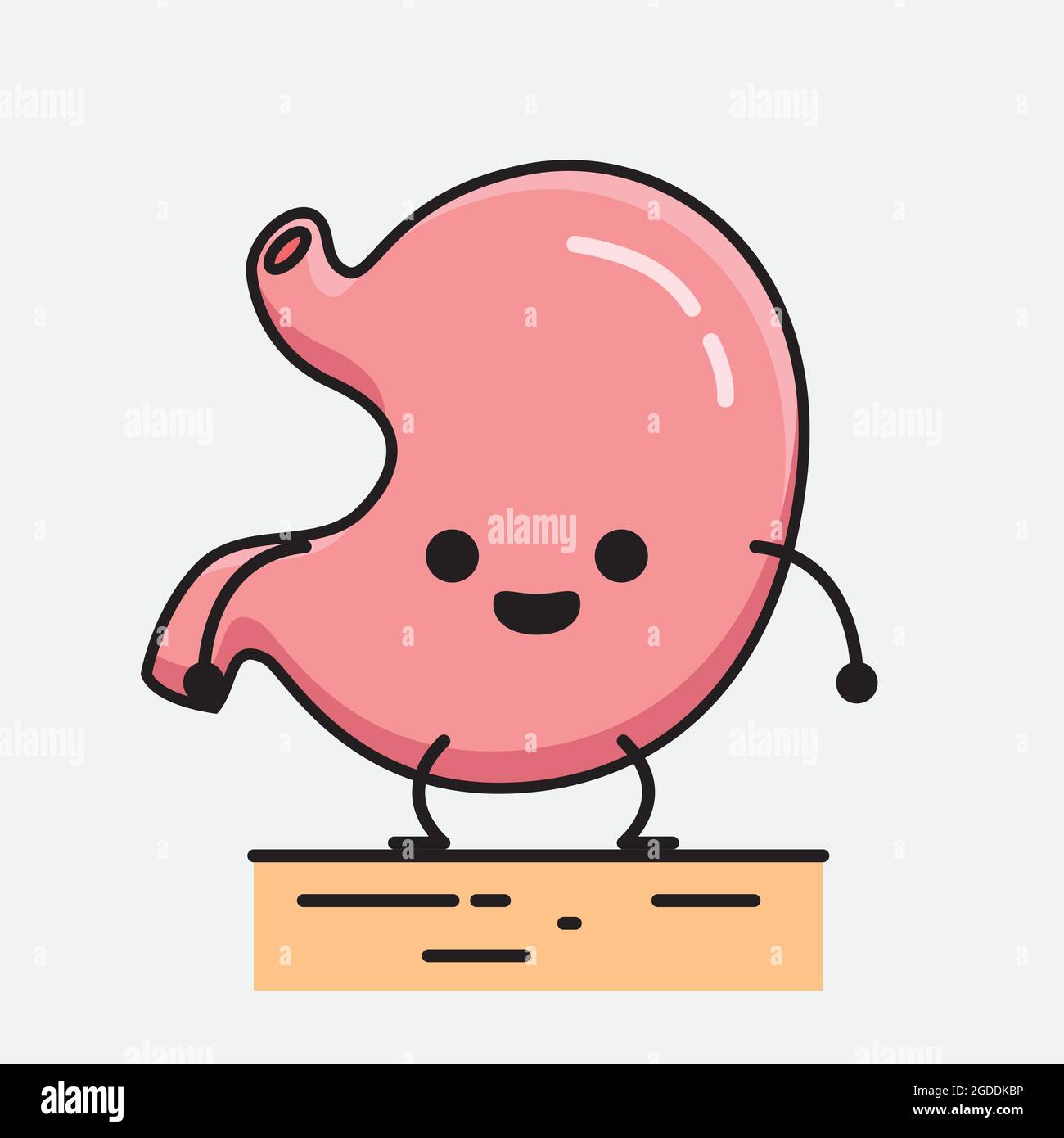 Vector Illustration of Stomach Character with cute face and simple body ...