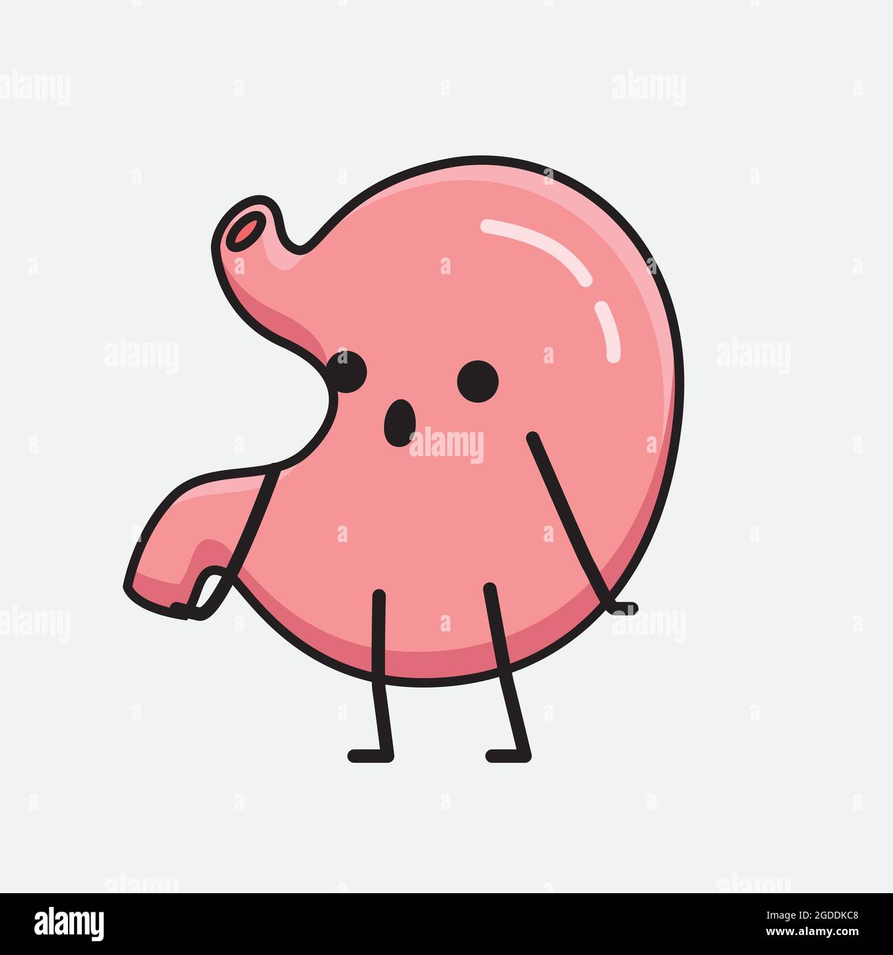 Vector Illustration of Stomach Character with cute face and simple body ...