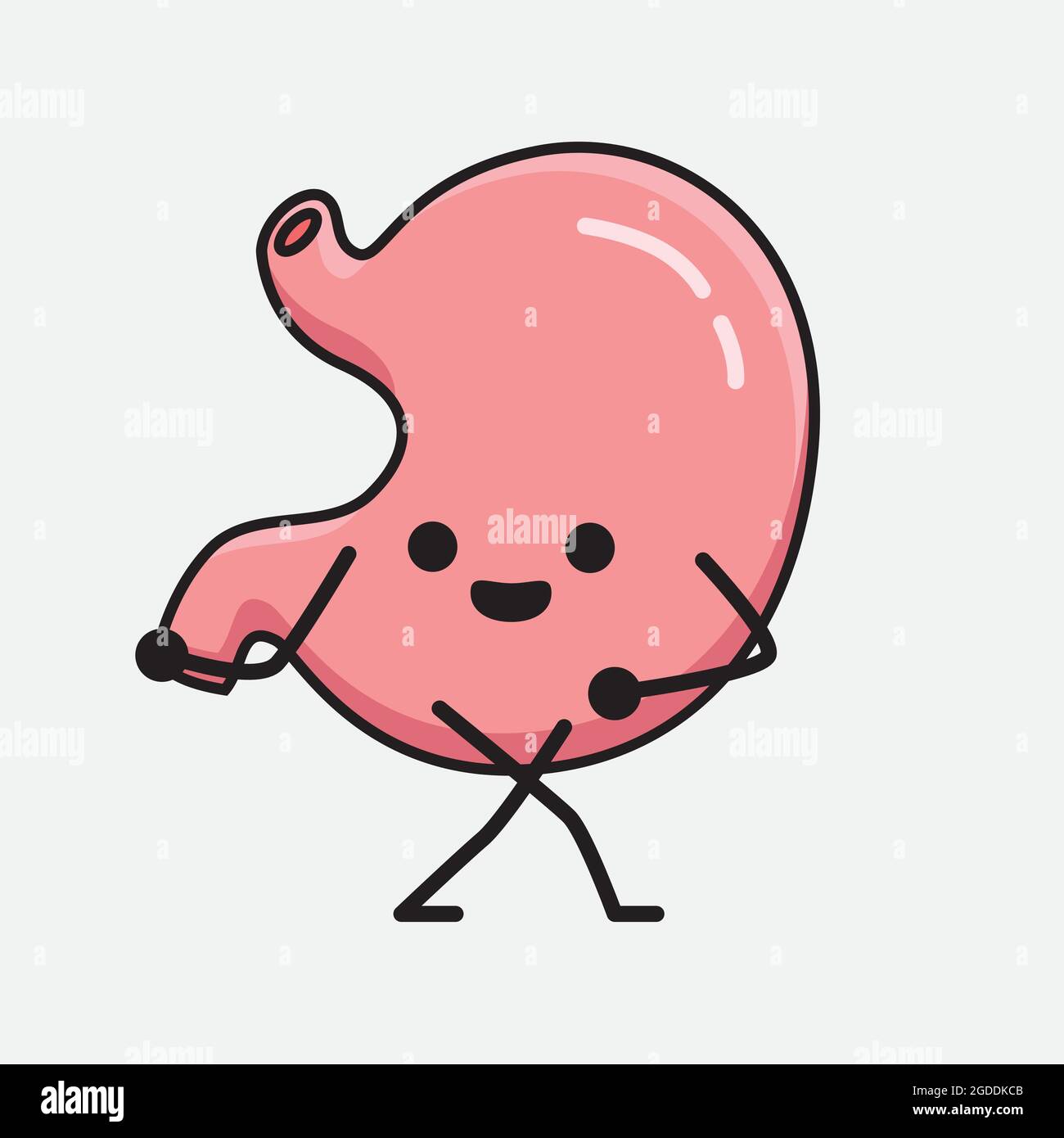 Vector Illustration of Stomach Character with cute face and simple body ...