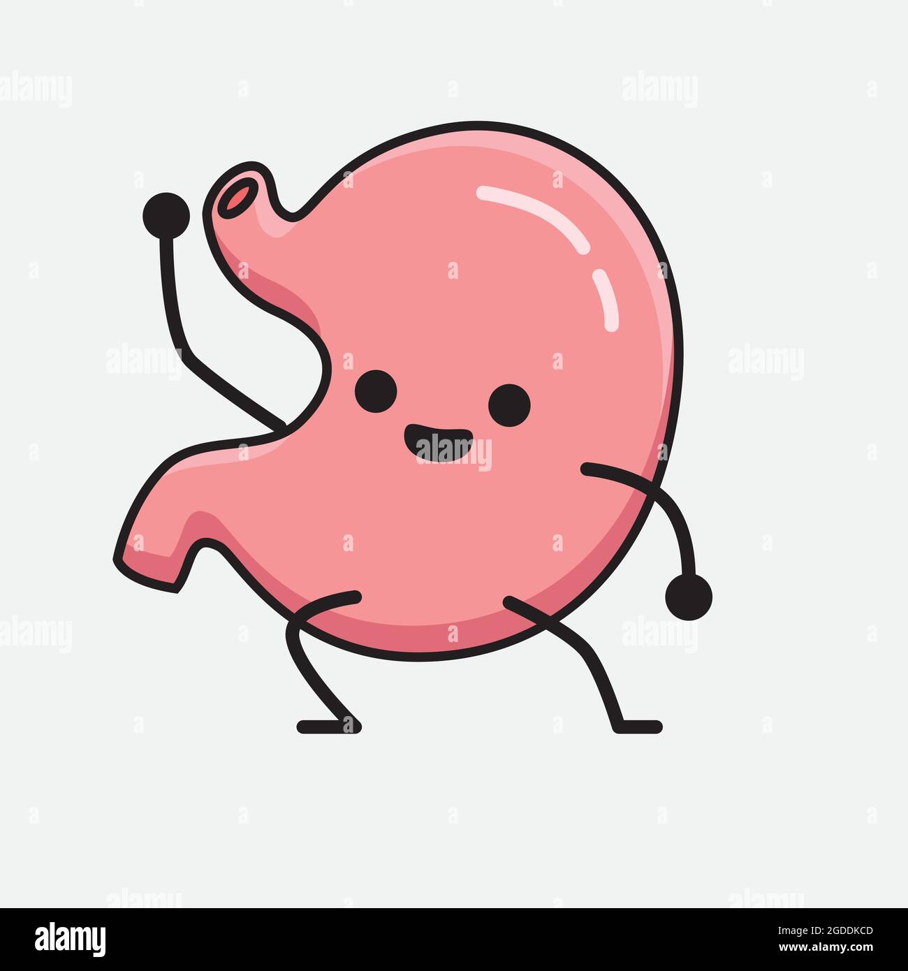 Vector Illustration of Stomach Character with cute face and simple body ...