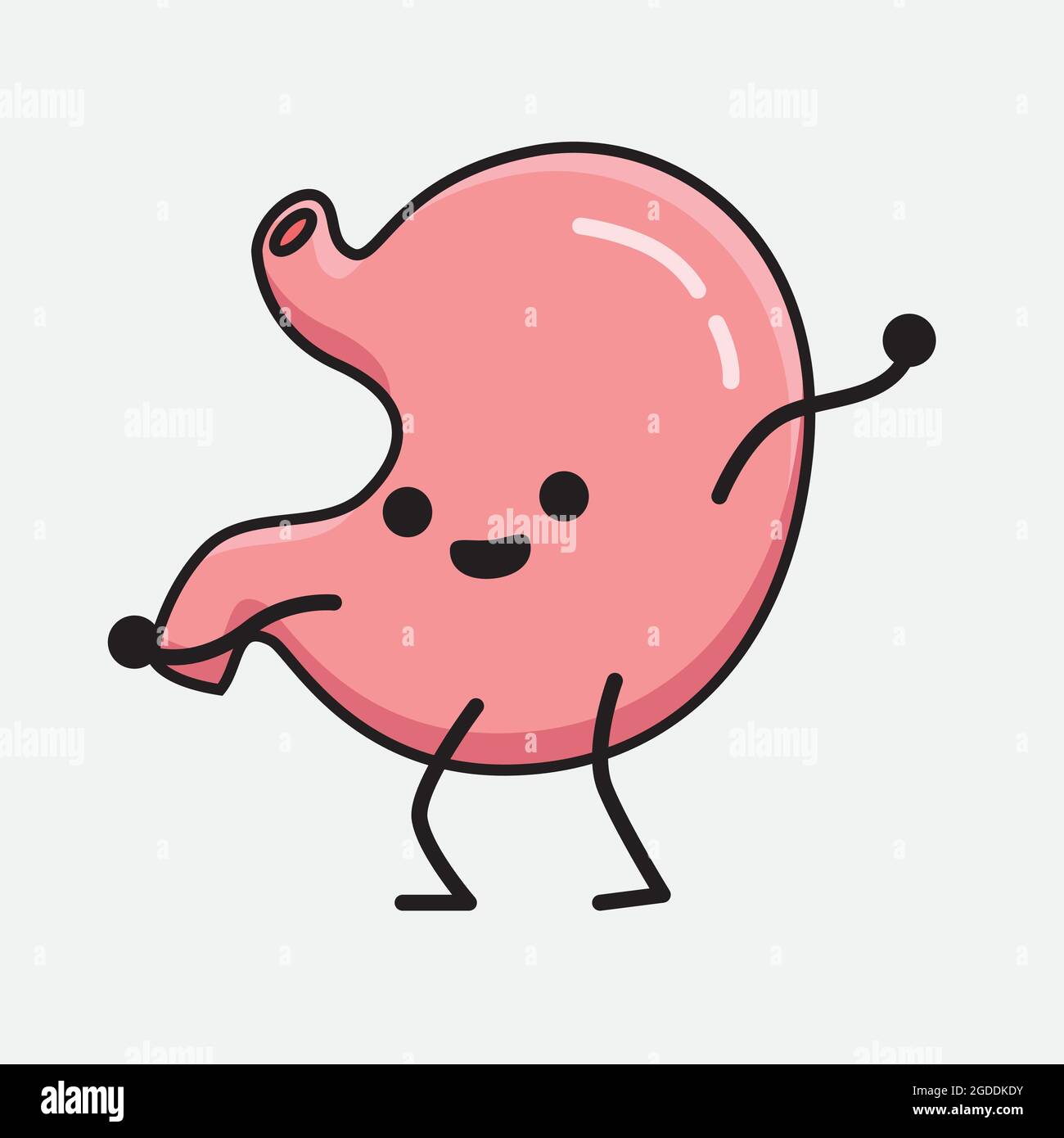 Vector Illustration of Stomach Character with cute face and simple body ...